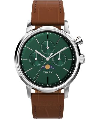 Timex Marlin Moonphase Braun Herren Armbanduhr TW2W51000