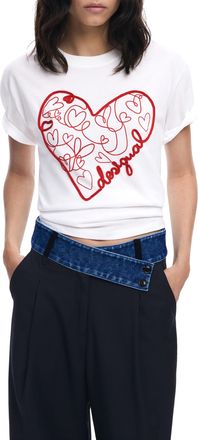 Desigual T-SHIRT MANICHE CORTE DONNA BIANCO