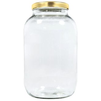 Viva Haushaltswaren Mikken XL Einmachglas 3400ml mit Schraubverschluss Gold, Vorratsglas Glasdose inkl. Beschriftungsetikett