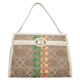La Carrie Monogramm-Tasche aus Stoff und Leder - - Bags - Damen - Beige - ONE SIZE