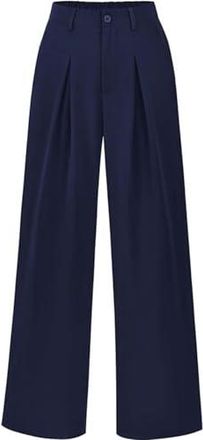 Generic Pantalon de travail taille haute pour femme, tenue d&eacute;contract&eacute;e 2025, pantalon habill&eacute; &agrave; jambes larges, taille &eacute;lastique, ample et pliss&eacute;, palazzo, no
