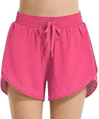 Baleaf Short de Bain UPF50+ pour Femme - Séchage Rapide - Protection UV - avec Poche - Maille, Rose, L