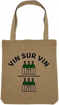 Fabulous Sac Shopping Tote Bag Aspect Lin - Vin sur Vin Humour Notes Ecole Alcool - Sac de Courses Toile Epaisse 360g Beige Naturel Cabas Port&eacute; Epaule Solide I