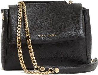 Orciani Hobo Bags - Compact Black Leather Shoulder Bag With Gold-Tone - Gr. unisize - in Schwarz - für Damen