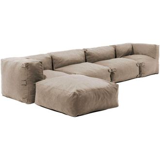 Oviala Oviala - Canap&eacute; dangle modulable 5 places beige - Tissu polypropyl&egrave;ne r&eacute;sistant aux intemp&eacute;ries - Dimensions 340 x 85 x 65 cm - Confort mousse haute
