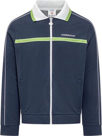 Casablanca Homme, Sweatshirts et sweats &agrave; capuche, Bleu, Taille: S Veste de surv&ecirc;tement Piqu&eacute;