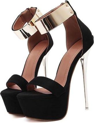 Supvox Sandales à Talons Fins Noires pour Femme Taille 37 Plateforme Imperméable Semelle Antidérapante Chaussures DÉté Légères et Élégantes Plage et Sorties 