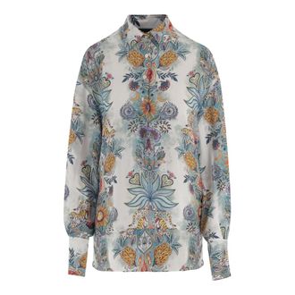 Just Cavalli Femme, Blouses et Chemises, Multicolore, Taille: 40 FR Chemise en Viscose avec Imprim&eacute; Botanique