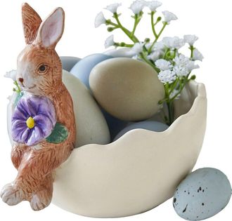 Loberon Schale mit Hase Jas&eacute;lie - Feine Handbemalung - Verspieltes Design - Osterbrunch - Ostern - Osterdekoration - Steingut, bunt
