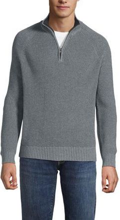 Lands End DRIFTER Pullover mit Reißverschluss, Herren, Größe:52-54 regular, Grau, Baumwolle, by Lands End
