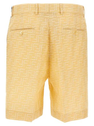 Fendi Mens Bicolor Linen Bermuda Shorts