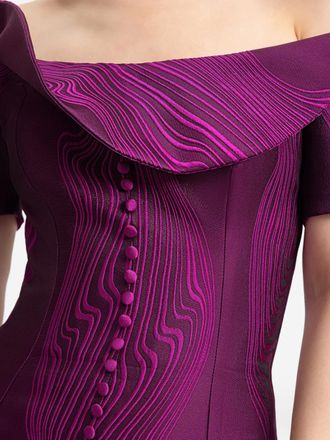 Gemy Maalouf robe longue drap&eacute;e &agrave; &eacute;paules d&eacute;nud&eacute;es - Violet