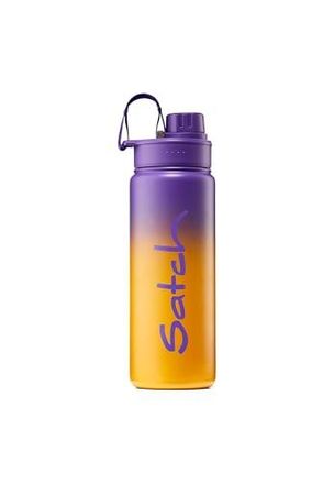 Satch Bouteille bouteille en acier inoxydable, sans BPA, 0,5L, &eacute;tanche et adapt&eacute;e aux boissons gazeuses, chaudes et froides Purple Graffiti - Orange