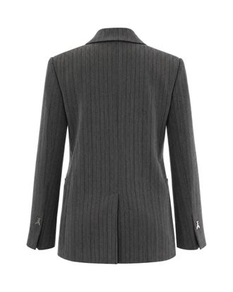 Patrizia Pepe Double-Breasted Herringbone Blazer - Gray