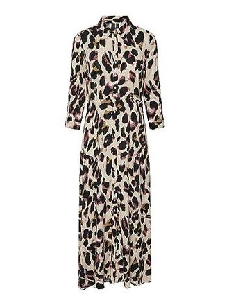 Vero Moda Yassavanna Long Shirt Dress S. Noos Robe, Rose moucheté/AOP : imprimé liro, M Femmes