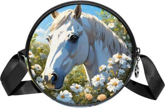 Generic Petit sac &agrave; bandouli&egrave;re circulaire pour femme, sac &agrave; bandouli&egrave;re avec fermeture &eacute;clair, bretelles r&eacute;glables, style d&eacute;contract&eacute;, pour femmes et filles