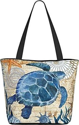 AOOEDM Sac &agrave; provisions pour femme tortue de mer et &eacute;toile de mer 33 x 27,9 x 17,8 cm. Le cadeau parfait pour la Saint-Valentin. Cest de la Saint-Valentin po