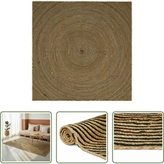 vidaXL vidaXL Wohnzimmer - Teppich Nat&uuml;rlich und Schwarz 240 x 240 cm Jute