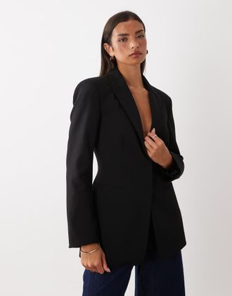Asos Eleganter Blazer in Schwarz mit geraffter Taille