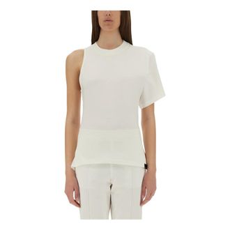 Courr&egrave;ges Femme, Tops, Blanc, Taille: 42 FR Scuba One-Sleeve T-Shirt