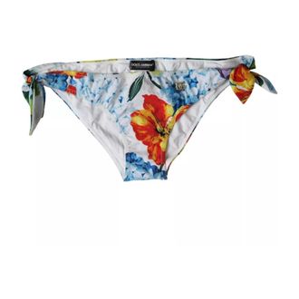 Dolce & Gabbana Blumendruck Bikinihose mit Bindeb&auml;ndern - - Swimwear - Damen - Wei&szlig; - S
