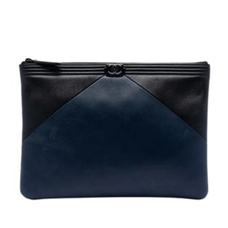 Chanel Pre-owned Quilted Lambskin Clutch - - Pre-owned - Damen - Blau - ONE SIZE