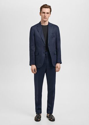 Mango Pantalon costume Amalfi 100 % lin slim-fit bleu marine foncé - Homme - 36 - MANGO MAN