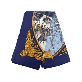 Herm&egrave;s Pre-owned Marine et Cavalerie Silk Scarf - Femme - Pre-owned - Multicolore - Taille: ONE Size