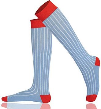 MySocks Chaussettes hautes unisexe côtelées Bleu rouge