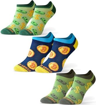 Sesto Senso Chaussette Courte Fantaisie Femme Homme Coton 1-3 Paires Drôle Socquette Pièce dargent Bitcoin Dollar BTC 43-46 3 Bitcoin et dollar