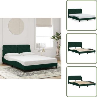 vidaXL Bettgestell ohne Matratze Dunkelgr&uuml;n 140x190 cm Samt - Bettsystem - Doppelbett - Samtbett - Gr&uuml;nes Bett - Modernes Bett