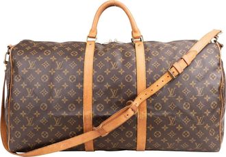 Louis Vuitton Crossbody Bags - Louis Vuitton Canvas Monogram Keepall 60 Bandoulie - Gr. unisize - in Braun - f&uuml;r Damen
