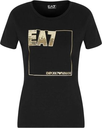 Emporio Armani Emporio Armani Ea7, Femme, Tops, Noir, Taille: 36 FR T-shirt Logo Series