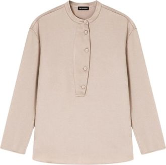 Emporio Armani Femme, Blouses et Chemises, Beige, Taille: 44 FR Crepe Twill Shirt
