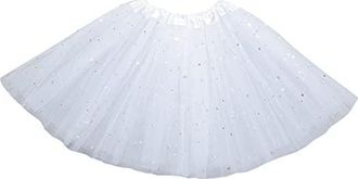 Generic Robe tutu pour filles en tulle doux &agrave; plusieurs couches - Jupe courte &agrave; volants - Taille &eacute;lastique - Ourlet &agrave; volants - Jupon confortable, blanc, 2-8 