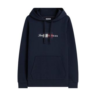 Tommy Hilfiger Script Flag Hoodie - - Sweatshirts & Hoodies - Herren - Blau - M