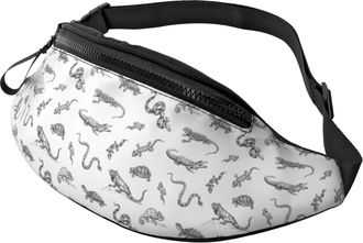 Generic Bauchtasche Mode Schultertaschen Eidechse, Schlange, Schildkr&ouml;te, Krokodil Verstellbarer G&uuml;rteltasche F&uuml;r Radfahren Running Laufen 14X35Cm