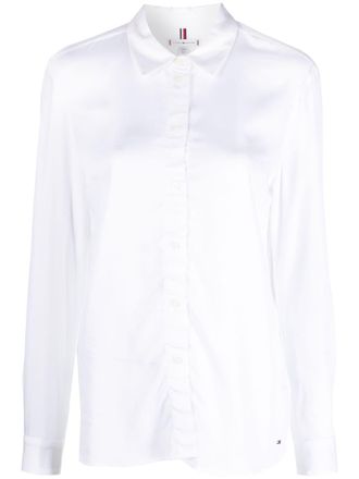 Tommy Hilfiger chemise en satin &agrave; manches longues - Blanc