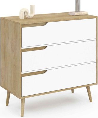 IDMarket Idmarket - Commode 3 tiroirs helsinki 80 cm scandinave bois et blanc