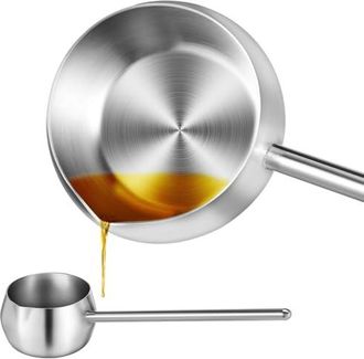 Luxshiny Louche &Agrave; Huile En Acier Inoxydable 280 Ml Avec Long Manche Ergonomique Cuill&egrave;re &Agrave; Soupe R&eacute;sistante &Agrave; LUsure Pour Cuisine Friture Et R&eacute;cup&eacute;ration De Li