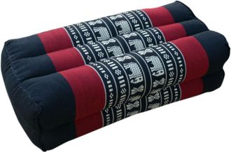 Guru Shop Meditationskissen, Blockkissen, Eckiges Yoga St&uuml;tzkissen, St&uuml;tzkissen, Thai Nackenst&uuml;tze mit Kapok - Elefant Schwarz/rot, 10x20x30 cm