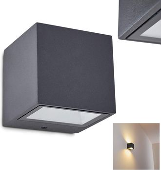 HOFSTEIN LED Außenwandleuchte Spidern, Wandlampe aus Aluminium in Anthrazit, Wandleuchte 9 Watt, 850 Lumen, Lichtfarbe 4000 Kelvin, eckige Wandleuchte m. Up&Do