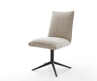 DELIFE Drehstuhl Lelio-Flex Webstoff Soft Beige Fu&szlig;kreuz Schwarz 360&deg; drehbar Wippfunktion Taschenfederkern, Esszimmerst&uuml;hle
