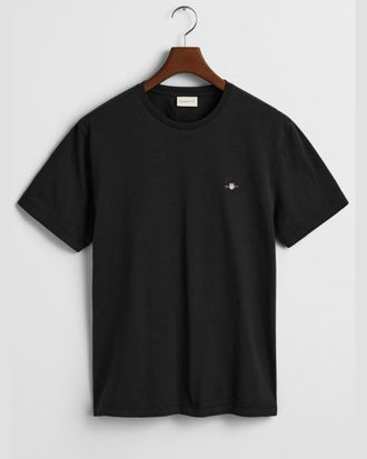GANT Unifarbenes T-Shirt mit Logo-Stickerei, Regular Fit in