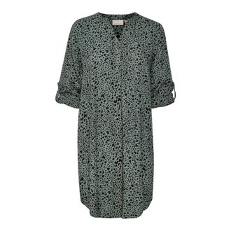 Kaffe Leo Print Hemdkleid Gr&uuml;n/Schwarz - - Dresses - Damen - Gr&uuml;n - XS