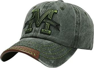 Generic Casquette r&eacute;tro pour homme et femme avec visi&egrave;re pare-soleil en denim d&eacute;lav&eacute; lettre M broderie casquette de baseball pour dames chapeaux &agrave; visi&egrave;re, Ve