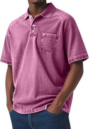 Generic Polo pour homme adulte, hauts d&eacute;t&eacute; surdimensionn&eacute;s &agrave; manches courtes, t-shirts d&eacute;lav&eacute;s pour homme, grand et grand, polo de travail, polo de golf, t-sh