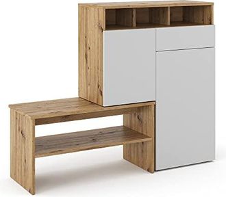 Vicco Armoire à Chaussures Selena, Chêne/Blanc, 125 x 102 cm