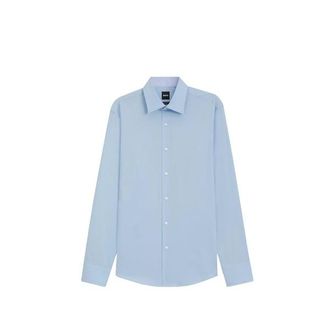 HUGO BOSS Chemise droite unie en coton m&eacute;lang&eacute;