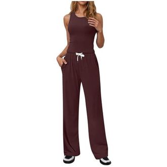 Generic V&ecirc;tements de sport pour femme - Ensemble 2 pi&egrave;ces en satin &agrave; manches longues et pantalon boutonn&eacute; - V&ecirc;tement de d&eacute;tente 2 pi&egrave;ces &agrave; capuche et jogging 